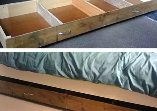 Unidade de armazenamento sob a cama com divisórias