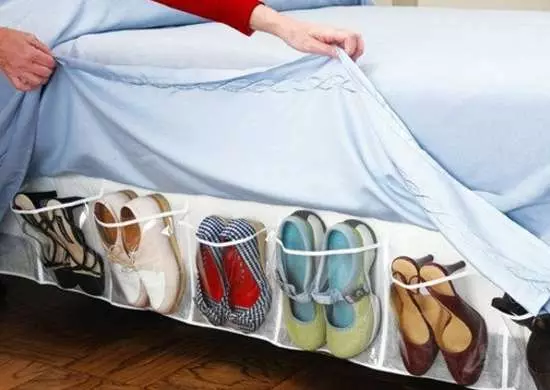 חצאית מיטה לאחסון נעליים