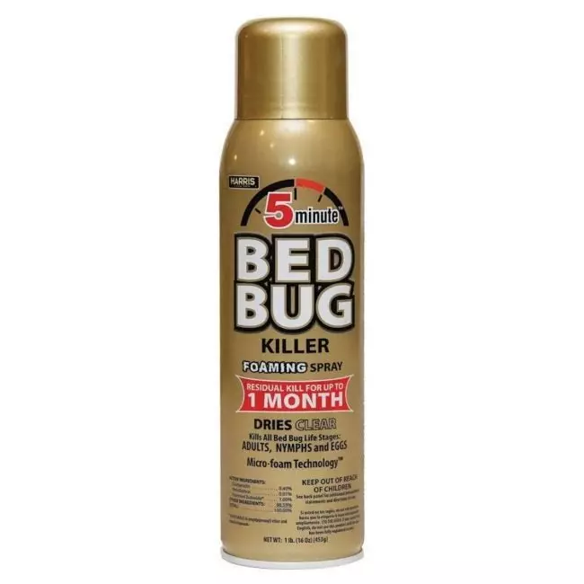 Ny safidy tsara indrindra amin'ny famafazana ny kotrokorana fandriana: Harris 5-Minute Bed Bug mpamono Foaming Spray