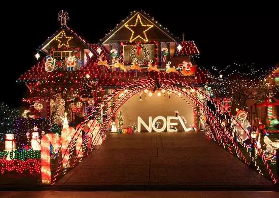 vizinhos irritantes - etiqueta das luzes de Natal