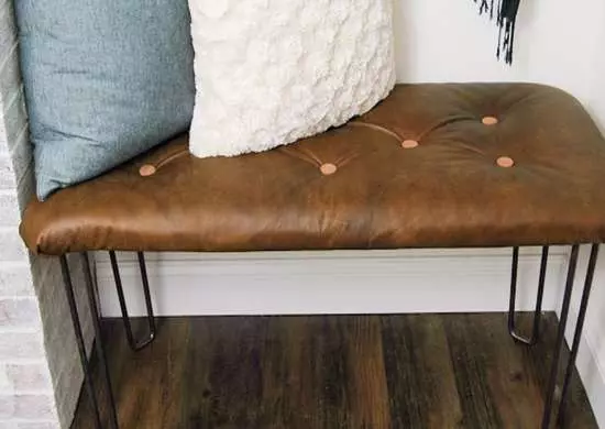 DIY Tufted Leather Bench