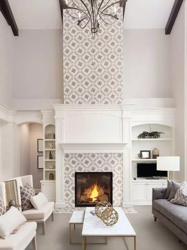 Pattern-Tiled Fireplaces