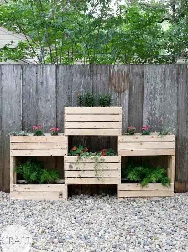 Wood Crate Planters