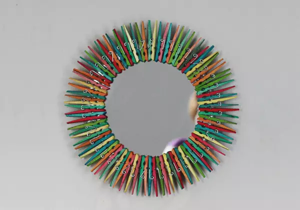 Colorful Clothespin Mirror