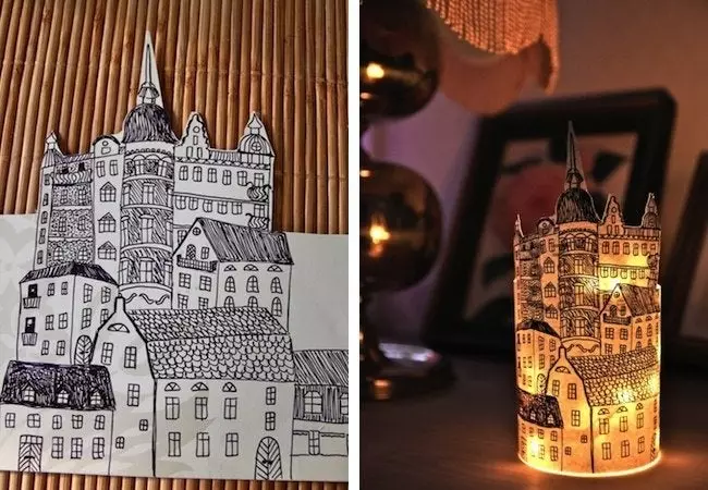 DIY papierová lampa - Skyline