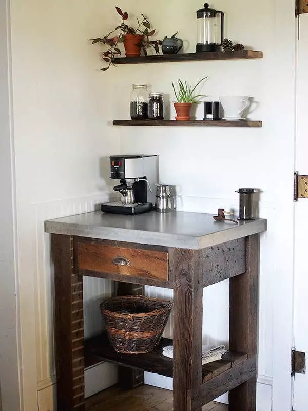 Бетон үстелге арналған DIY кофе-бар