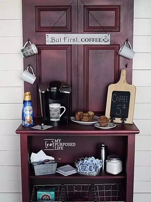 DIY Repurposed Door Coffee baar