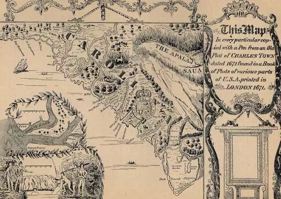 Mapa de Old Charleston, Carolina do Sur