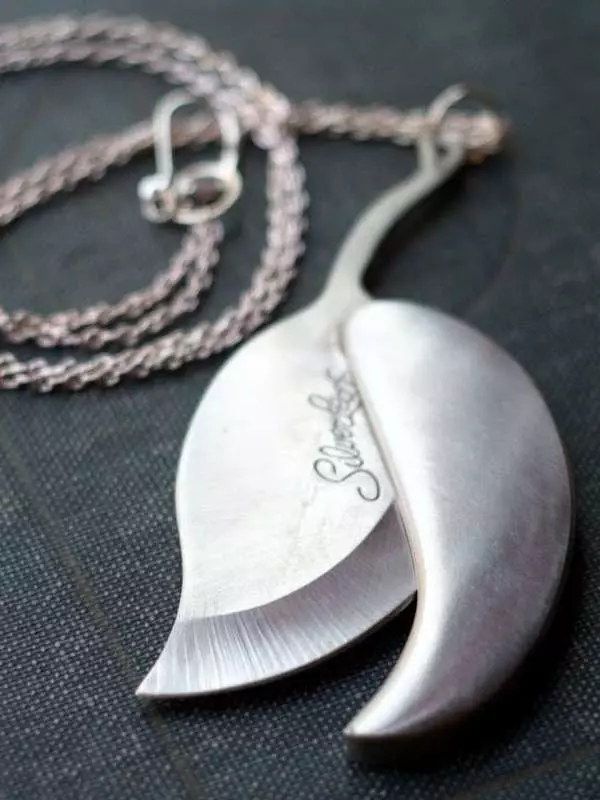 Silver Leaf Pocket Knife necklace