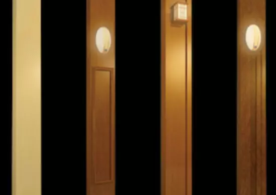 home movie theater wood columns