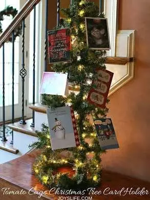 Tomato Cage Christmas Card Display