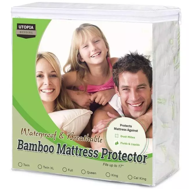 Bedste valgmuligheder for madrasbeskyttere: Utopia sengetøj Bambus madrasbeskytter