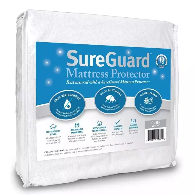 Nejlepší možnosti chráničů matrací: Chránič matrace SureGuard Queen Size