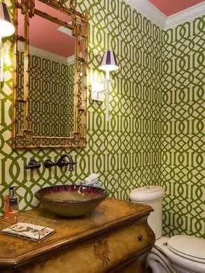 Green Wallpaper Bathroom