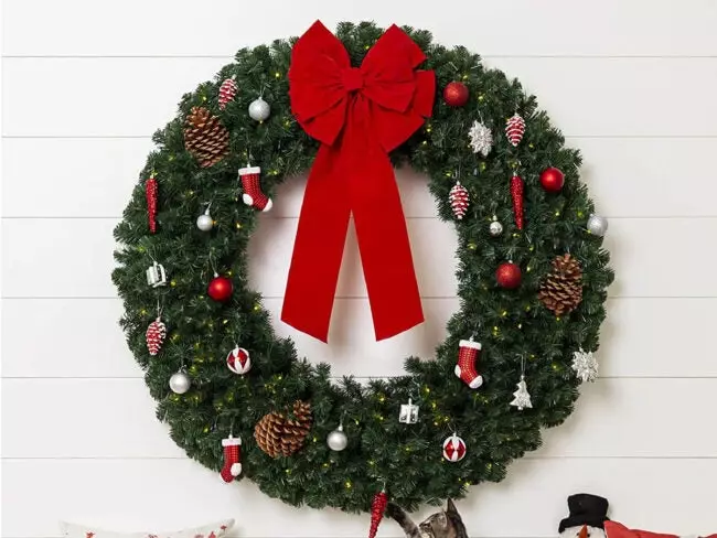 Pilihan Hiasan Natal Pangalusna: Produk Pilihan Pangsaéna Gedé Buatan Pra-Lit Fir Christmas Wreath