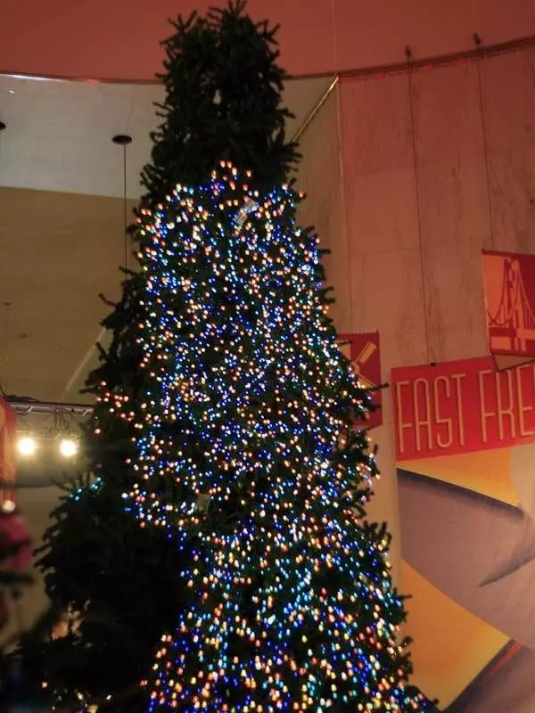 Cadena de luces quemadas en el árbol de Navidad