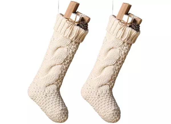 chunk cream knit stockings