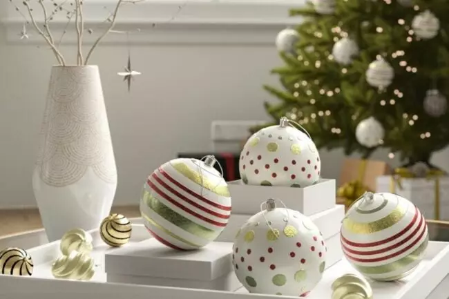 La meilleure option d'ornements de Noël: Hashtag Home Dot and Line Design Ball Ornaments