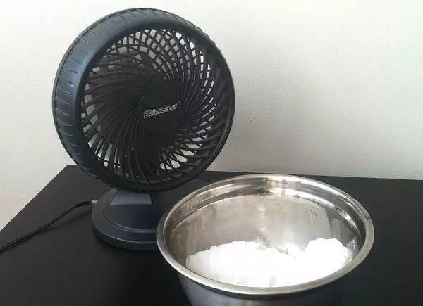 Gba Afẹfẹ Tutu pẹlu Olufẹ kan ati Ekan Ice kan