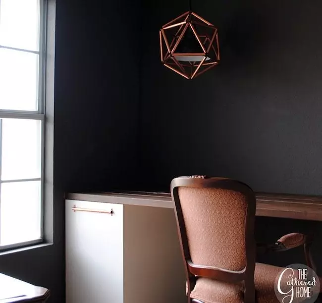 DIY Copper Pipe Icosahedron Light - kirjutuslaud