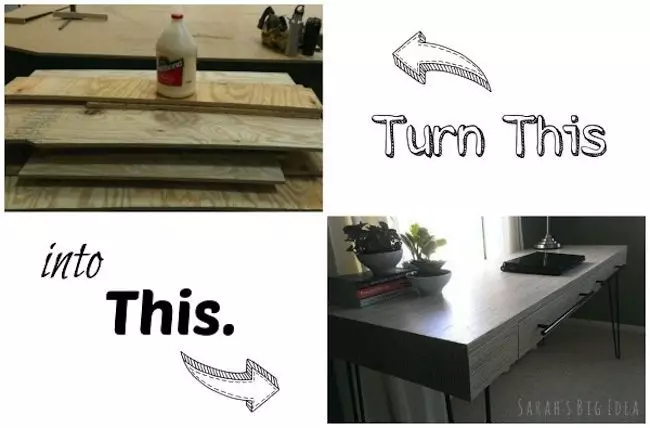 Desk tal-plywood DIY - pjan
