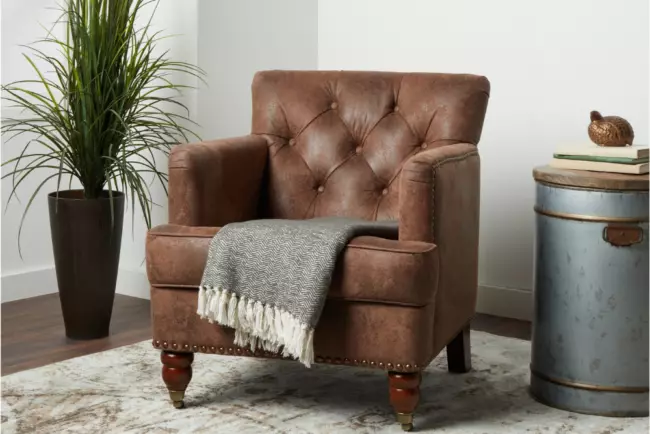 Oferty Roundup 2/9 Opcja: Abbyson Tafton Antique Brown Fabric Tufted Club Chair