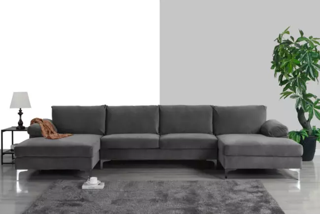 Oferty Roundup 2/9 Opcja: Nowoczesna sofa w kształcie litery U z aksamitną tapicerką XL