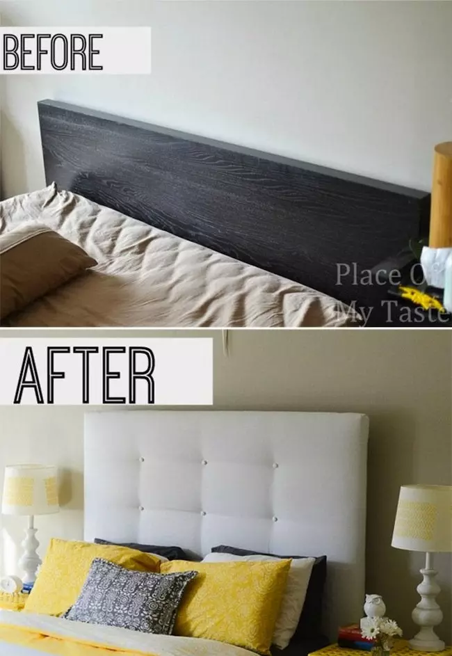 مخکې او وروسته د IKEA هیک DIY هیډبورډ