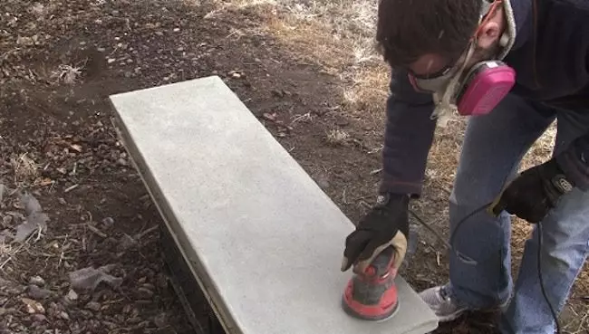 Sanding DIY Concrete Table