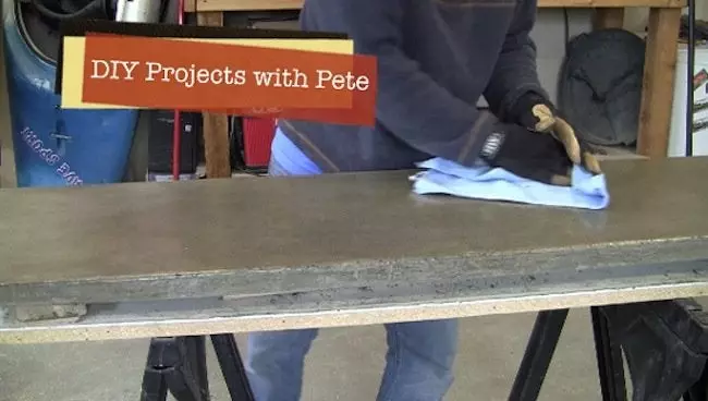 Waxing DIY Concrete Table