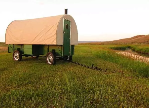 Obnovený Sheep Wagon v Shirley Basin, Wyoming