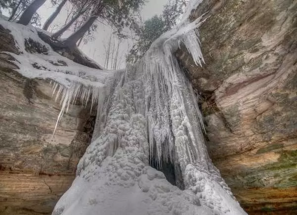 Munising Falls Frozen Waterfall Hiking
