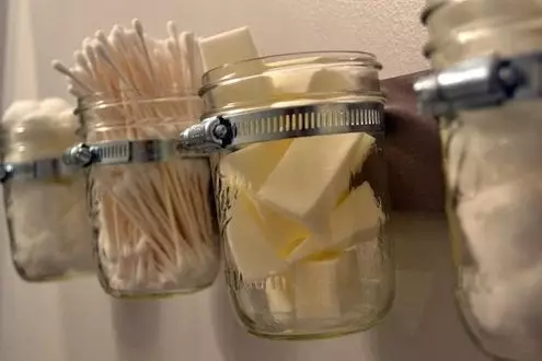 DIY Bathroom Storage - Mason Jar Organizer