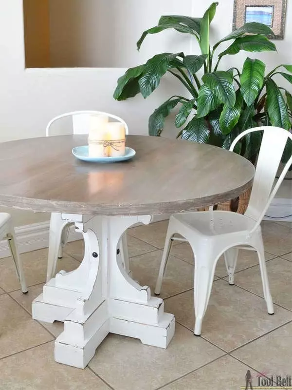 Farmhouse Style Round Pedestal DIY Dining Table