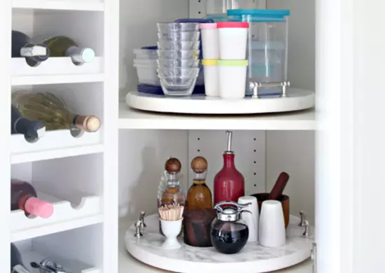 DIY Lazy Susan Cabinet Storage