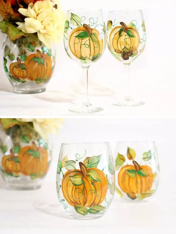 Pumpkin Wine Glass