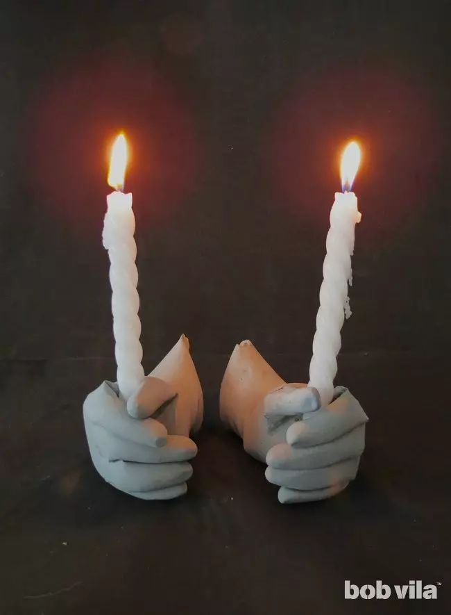 Бетонни свещници - лесни декорации за Хелоуин