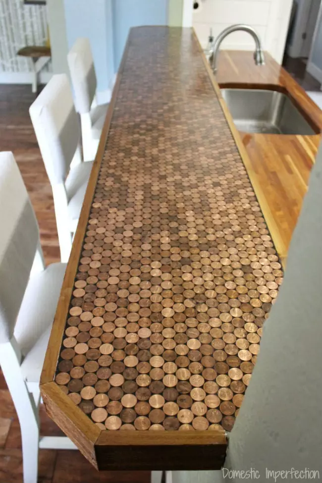 DIY benkeplater laget med pennies