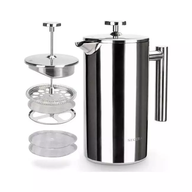 أفضل خيار الصحافة الفرنسية: Secura Stainless Steel French Press صانع القهوة